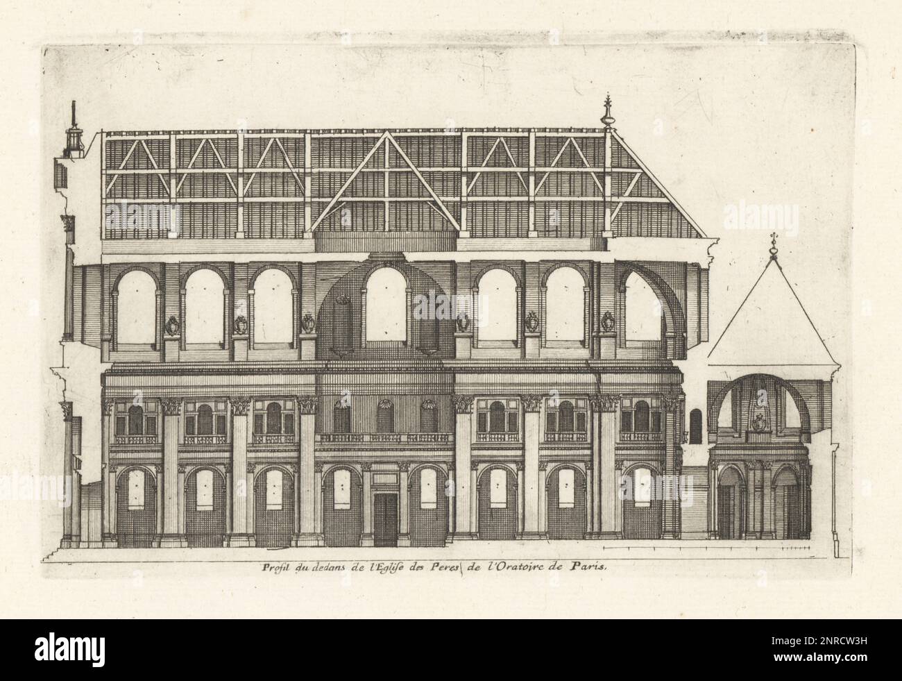 Section of the interior of the Church of the Oratoire du Louvre, as ...