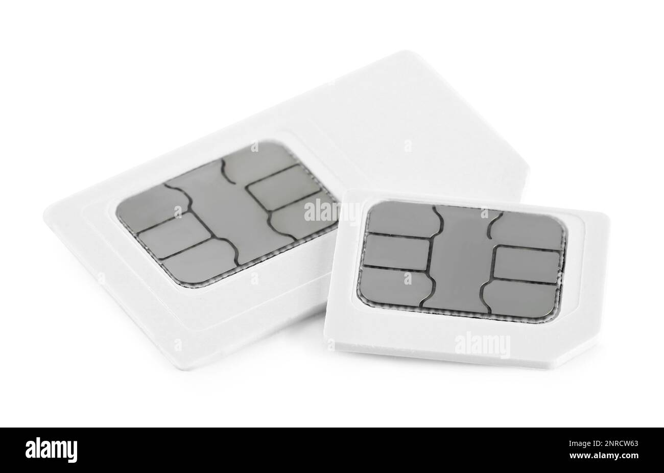 Mini and micro SIM cards on white background Stock Photo - Alamy