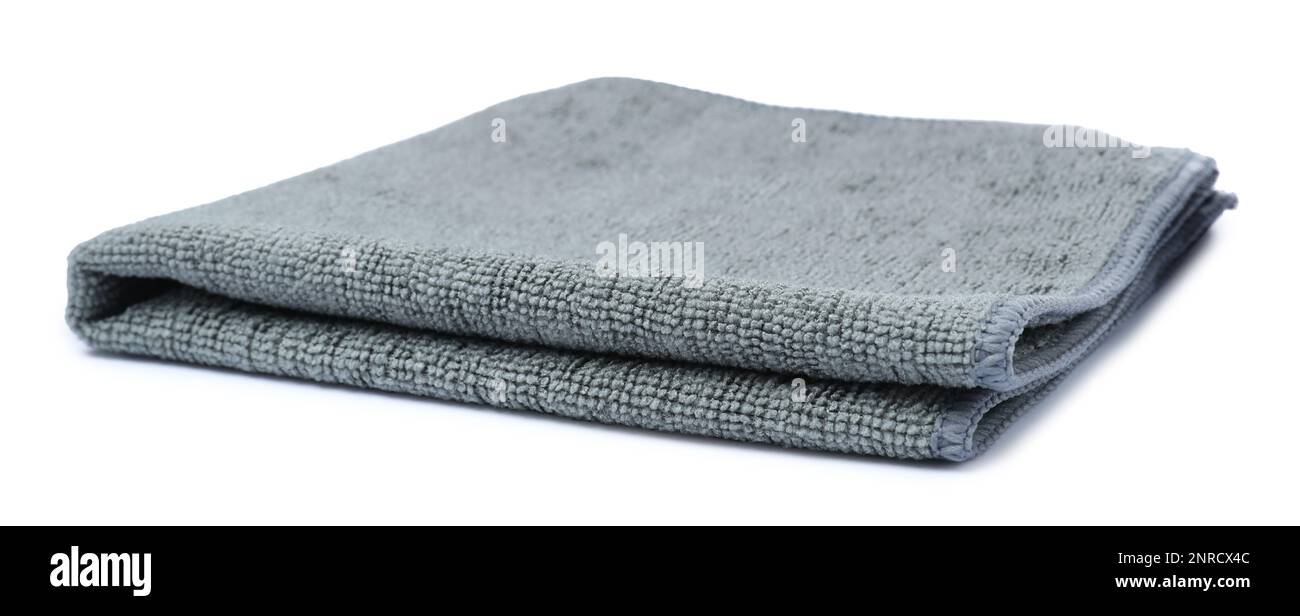 Clean grey microfiber cloth isolated on white Stock Photo - Alamy
