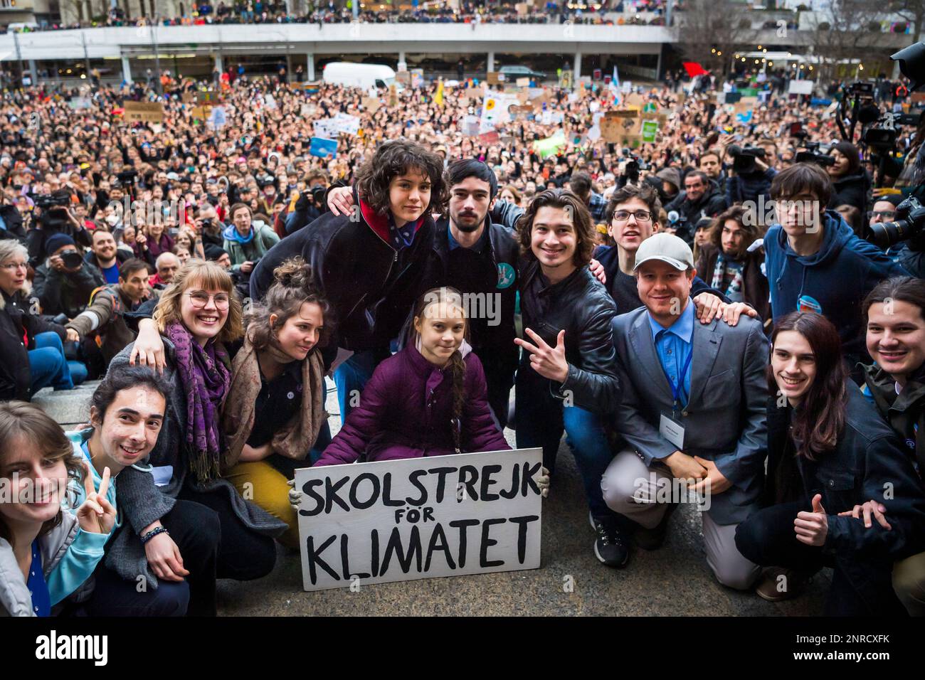 17 year-old Swedish climate activist Greta Thunberg, front center ...