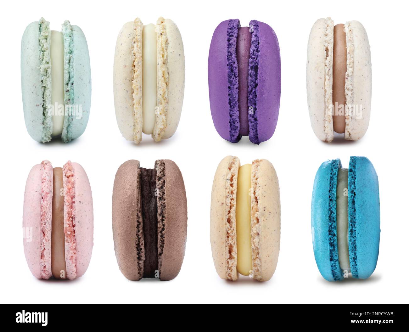 Set with different delicious macarons on white background Stock Photo ...