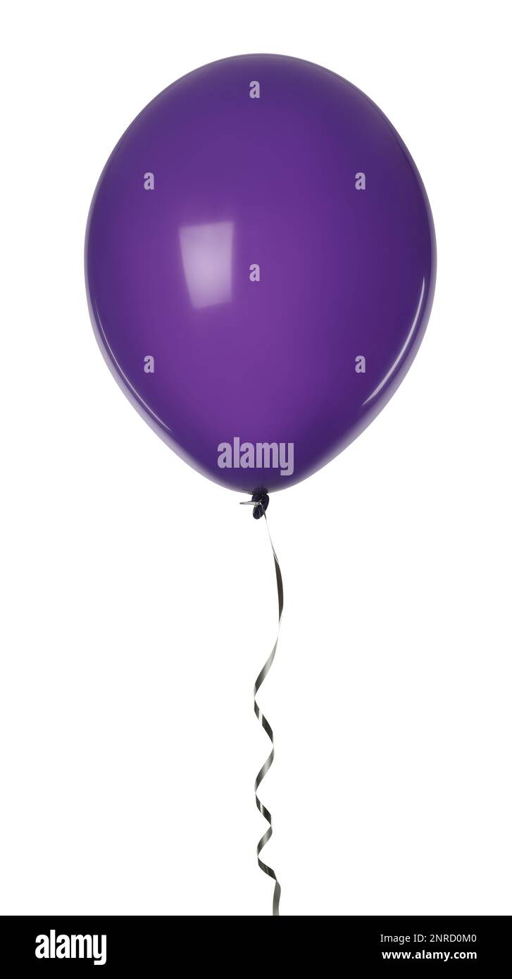 Purple balloon with ribbon isolated on white Stock Photo - Alamy