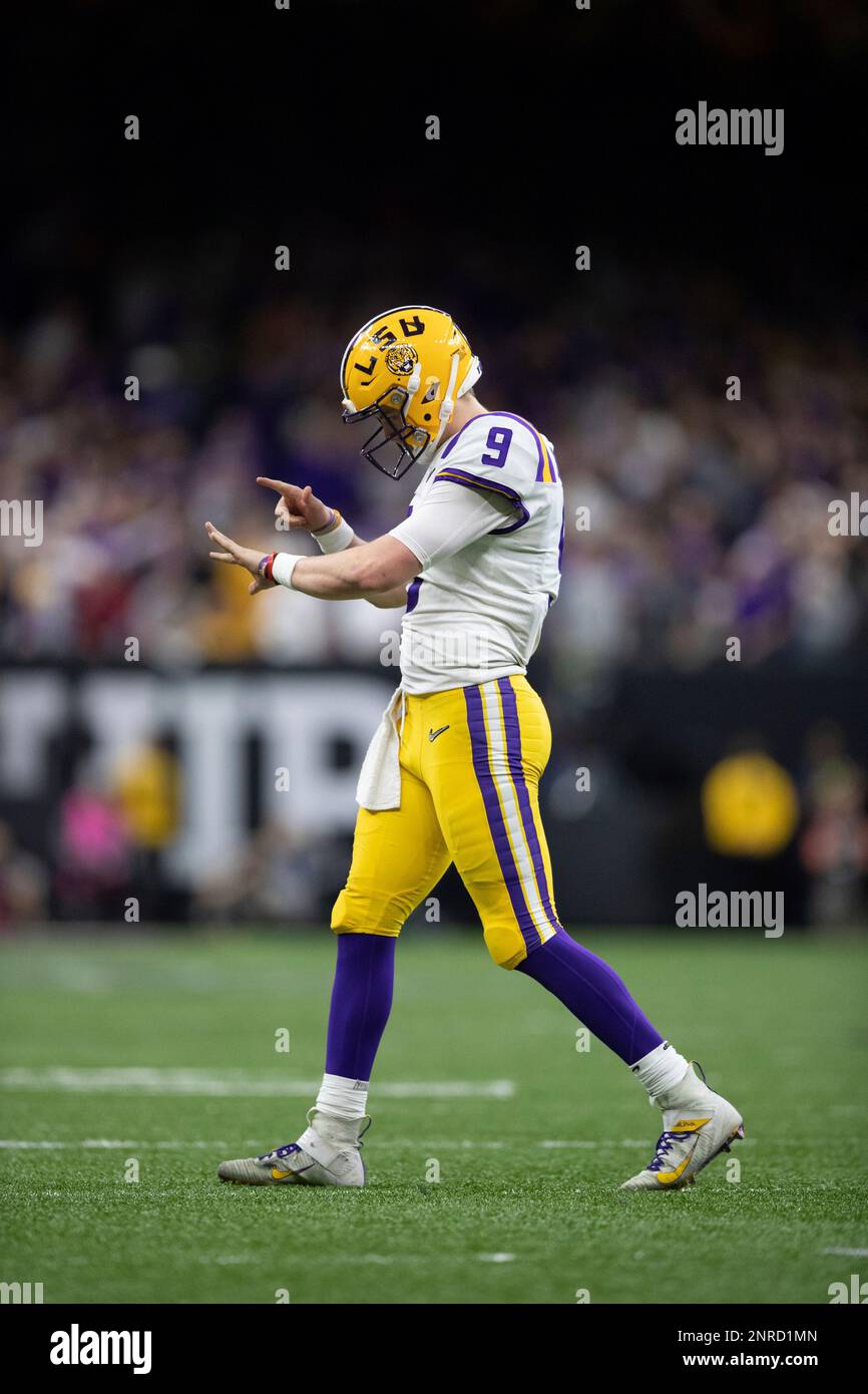 LSU Tigers quarterback Joe Burrow (9) celebrates after throwing a ...