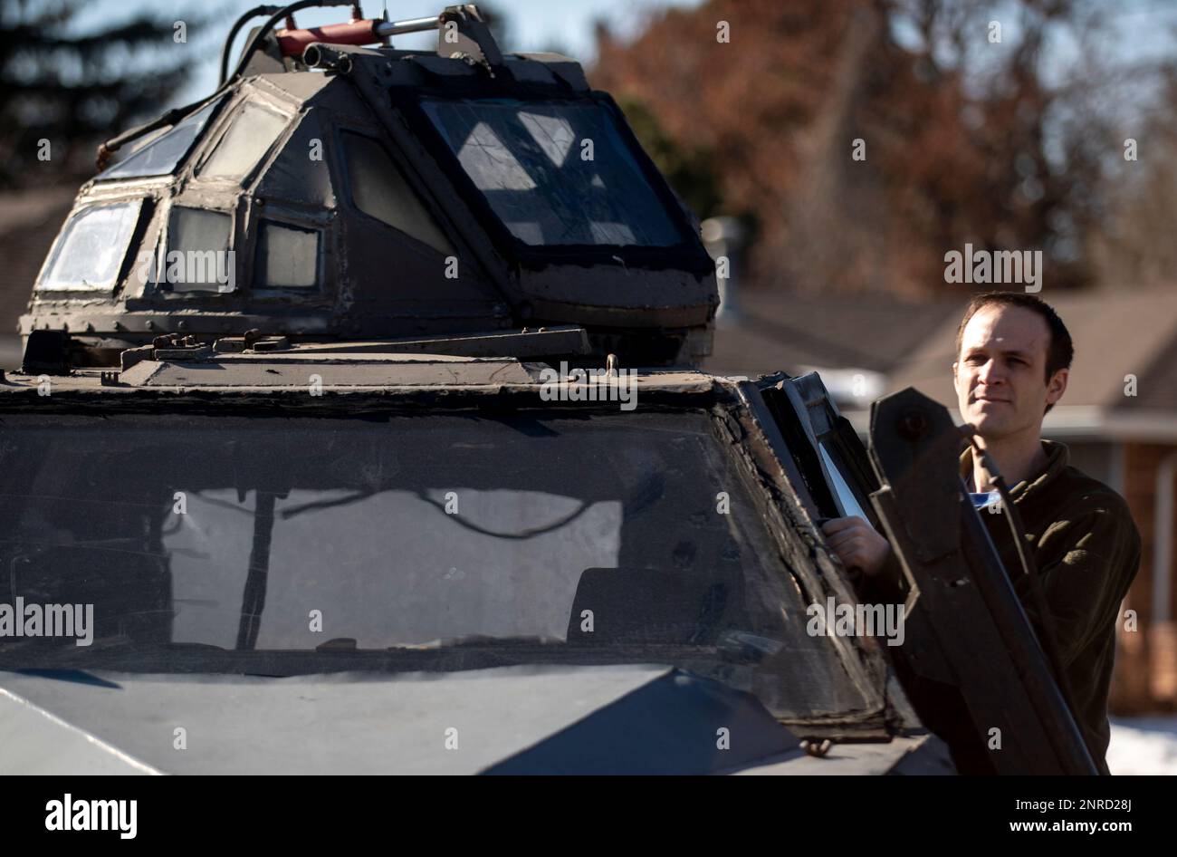 Storm chaser Ryan Shepard poses for a portrait outside his home in Greeley, Colo., Tuesday, Jan ...