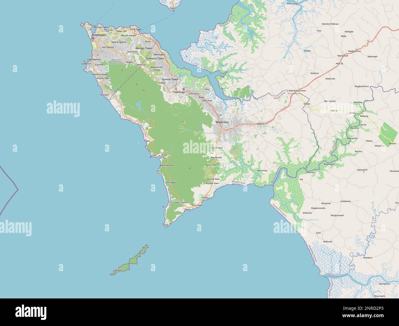 Western, province of Sierra Leone. Open Street Map Stock Photo - Alamy