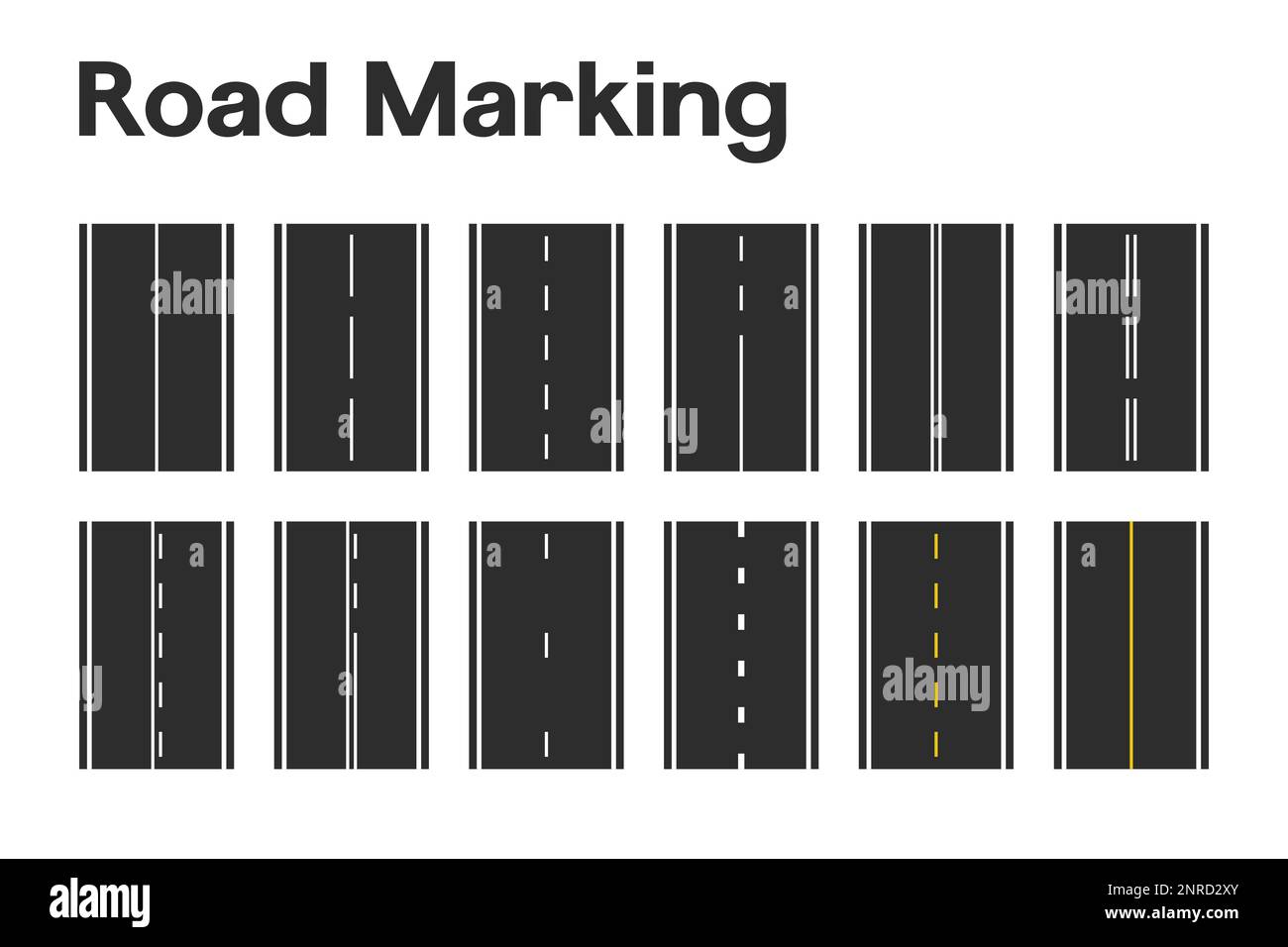 Horizontal road markings set, dividing lines vector illustration Stock ...