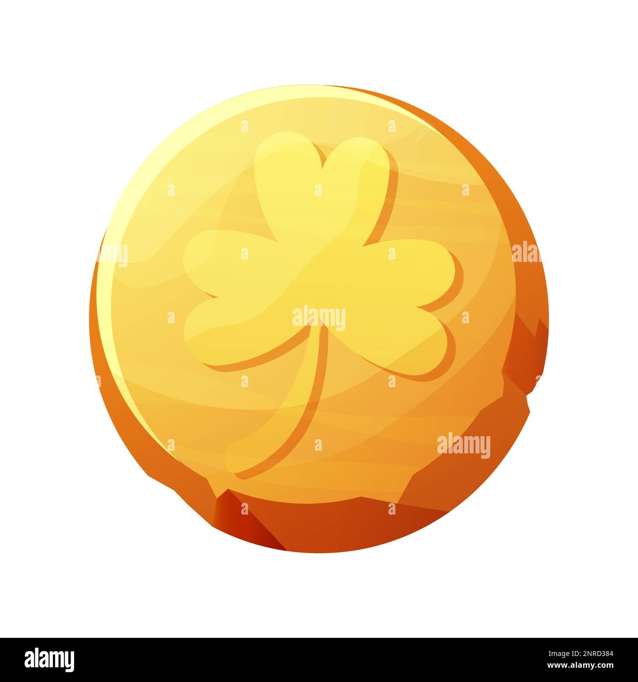 Golden coin with clover lucky symbol, irish penny Celtic celebration ...