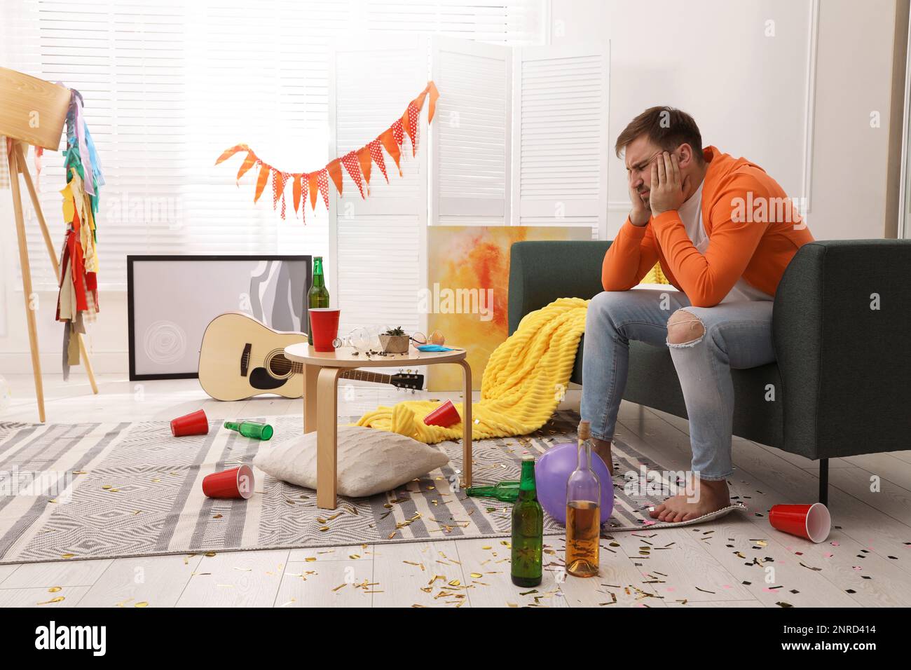 Tired drunk man after party hi-res stock photography and images - Alamy