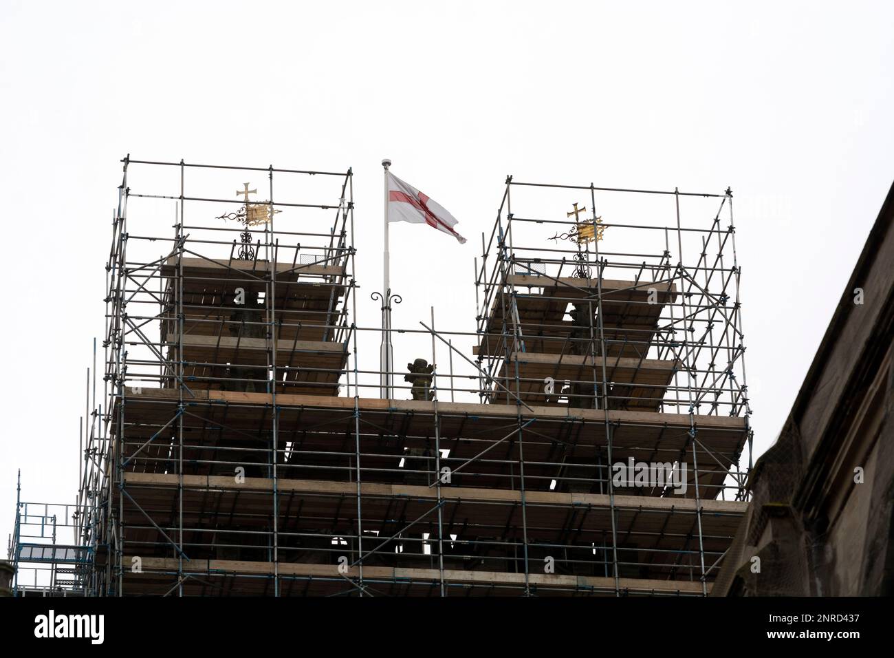 Scaffolding on St. Mary`s Church, Warwick, Warwickshire, England, UK ...