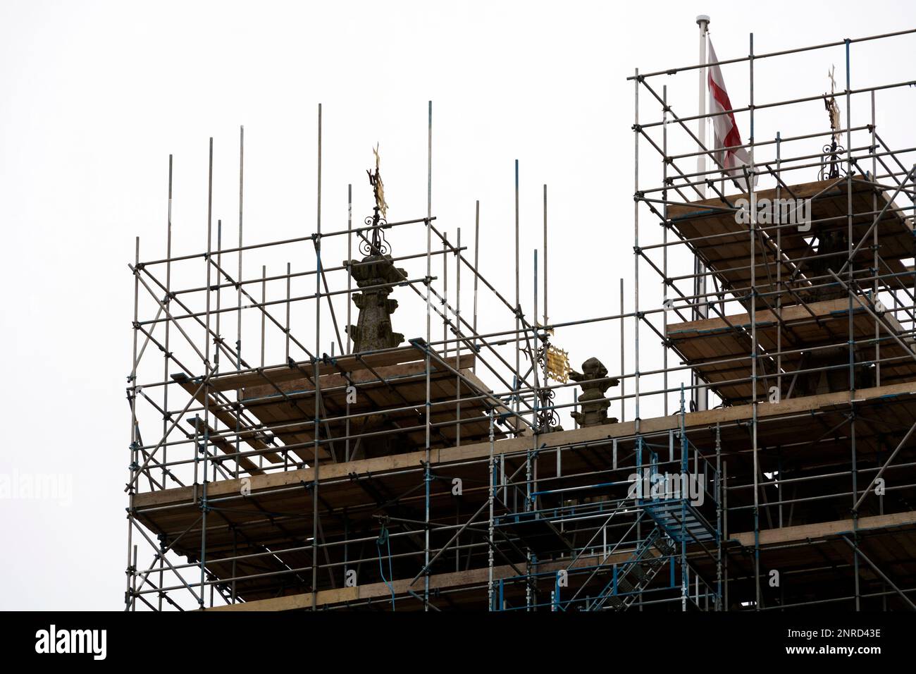 Scaffolding on St. Mary`s Church, Warwick, Warwickshire, England, UK ...