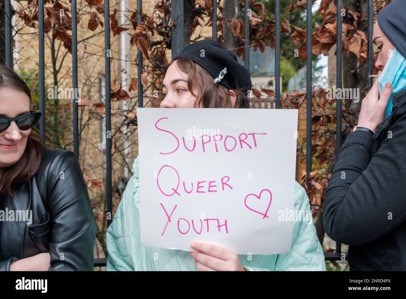 Pro-LGBT counter-protesters protect and surround Honor Oak Pub and push ...