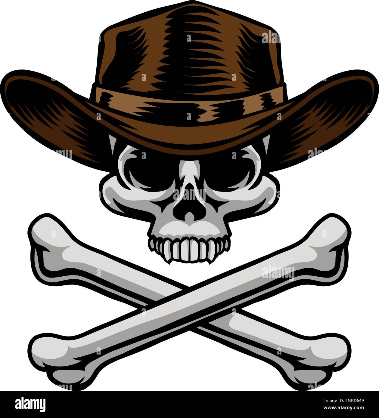 Cowboy Hat Western Skull Pirate Cross Bones Stock Vector Image & Art ...