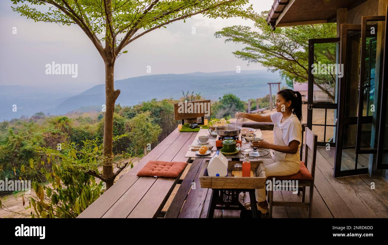 Thai Barbecue Buffet in the mountains on a tented camp, Thai style ...