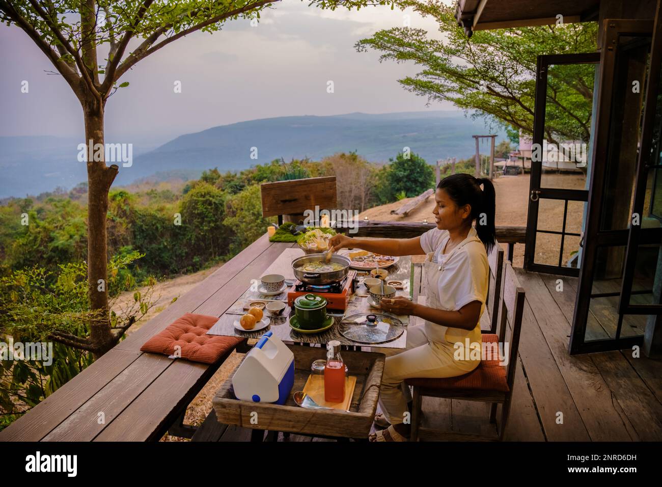 Thai Barbecue Buffet in the mountains on a tented camp, Thai style ...