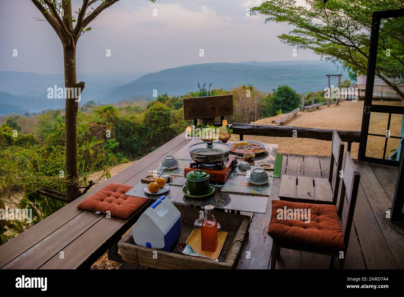 Thai Barbecue Buffet in the mountains on a tented camp, Thai style ...