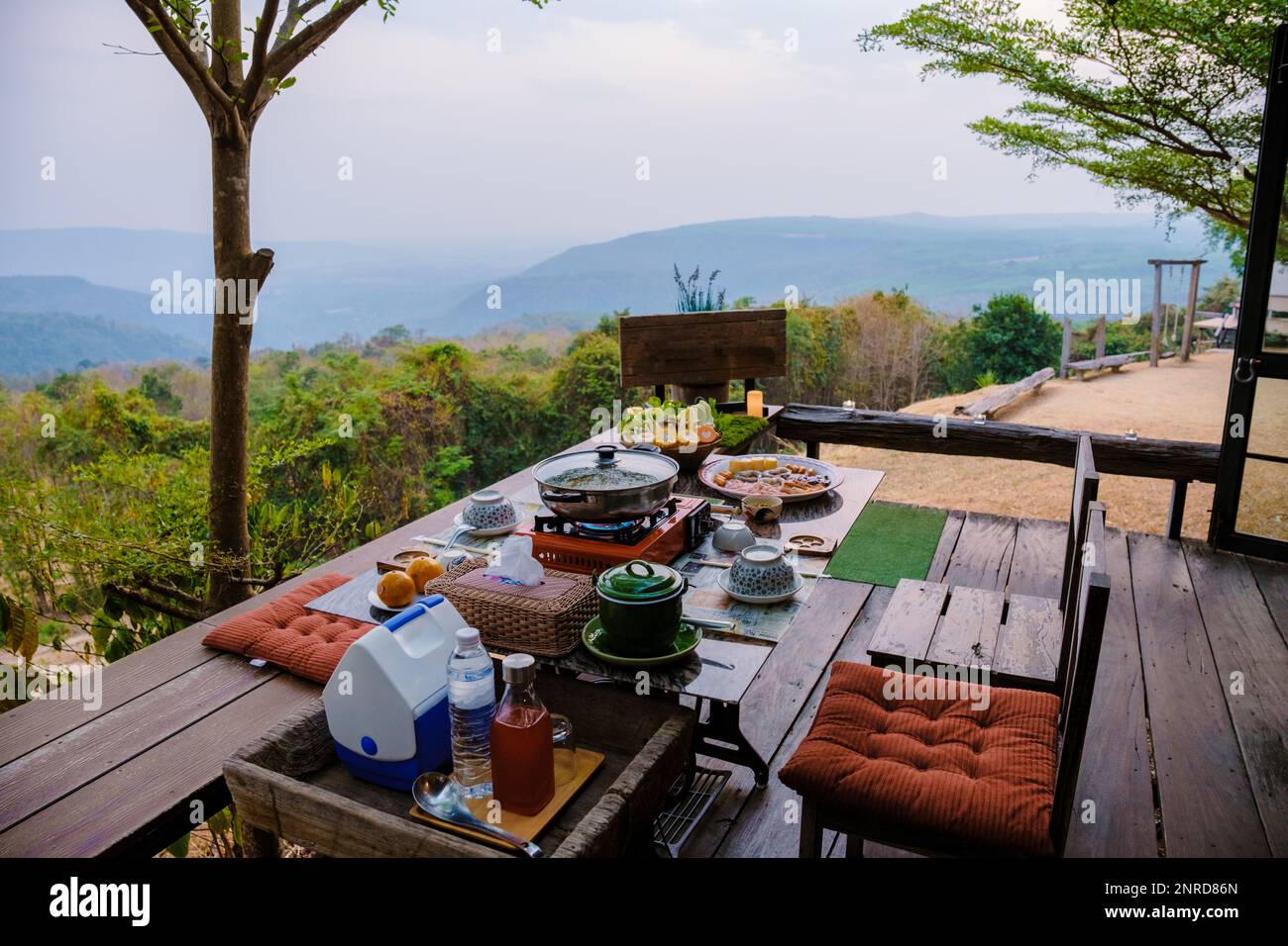 Thai Barbecue Buffet in the mountains on a tented camp, Thai style ...