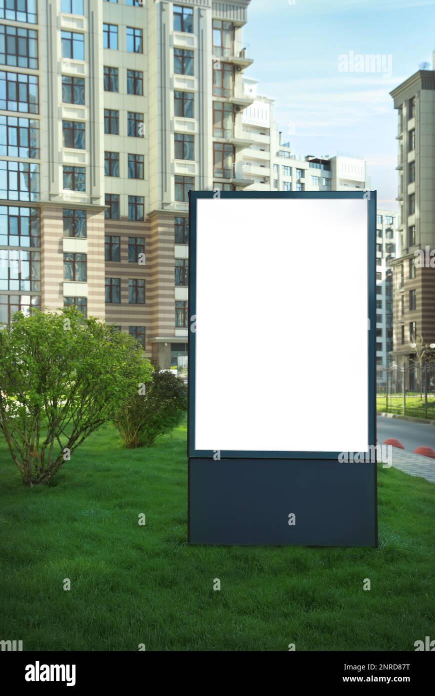 Blank advertising board on city street. Mockup for design Stock Photo ...
