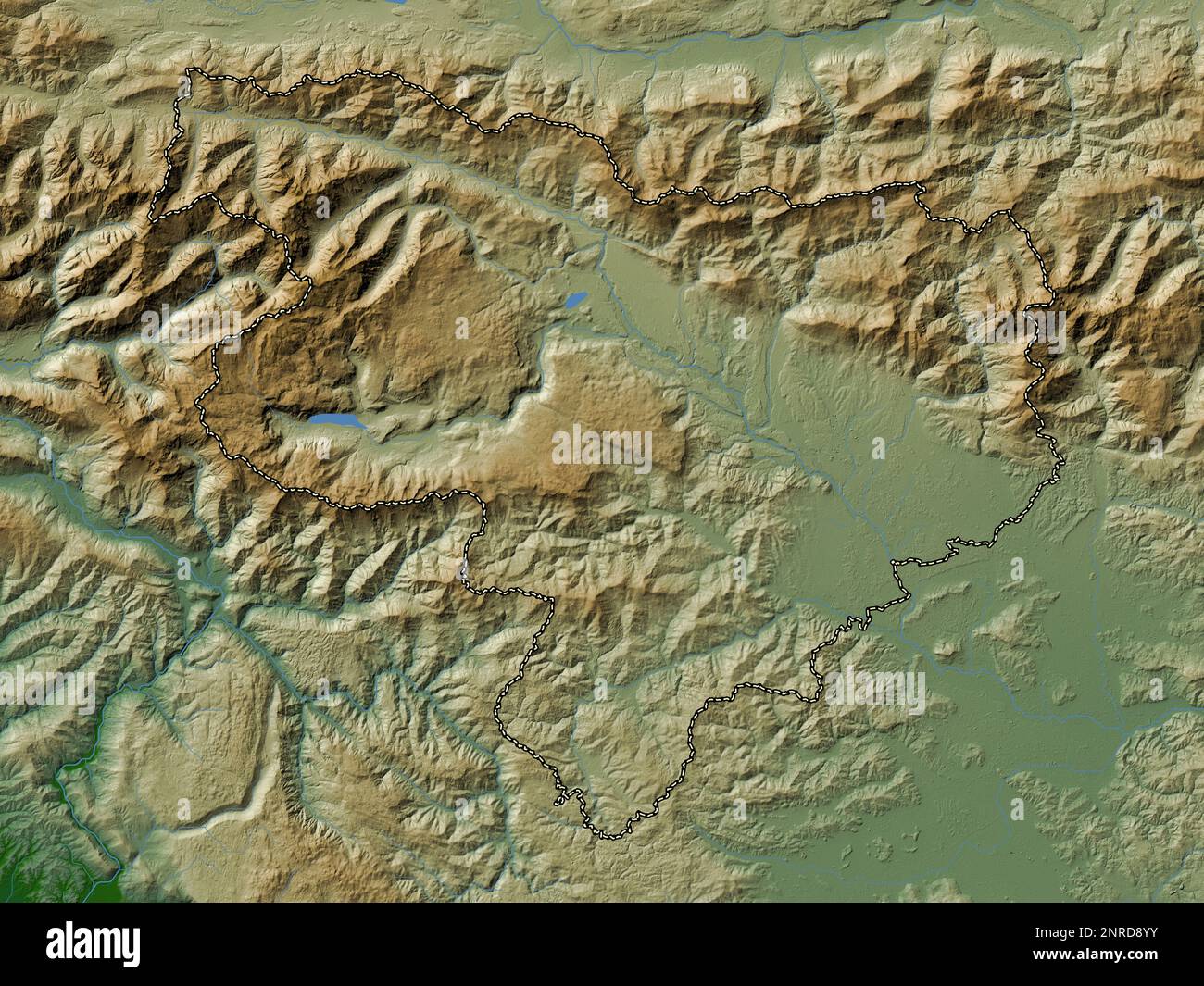Gorenjska, statistical region of Slovenia. Colored elevation map with ...