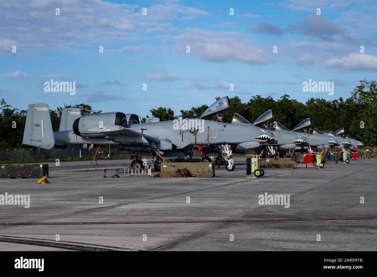 A row of A-10C Thunderbolt II aircraft from the 75th Fighter Squadron ...