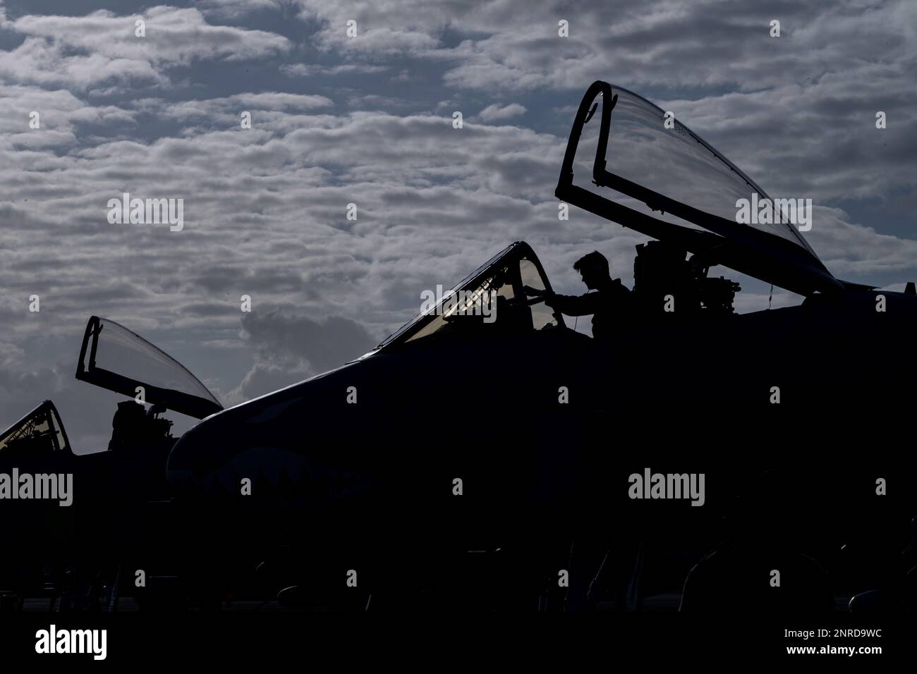 A U.S. Air Force Airman inspects the cockpit of an A-10C Thunderbolt II ...