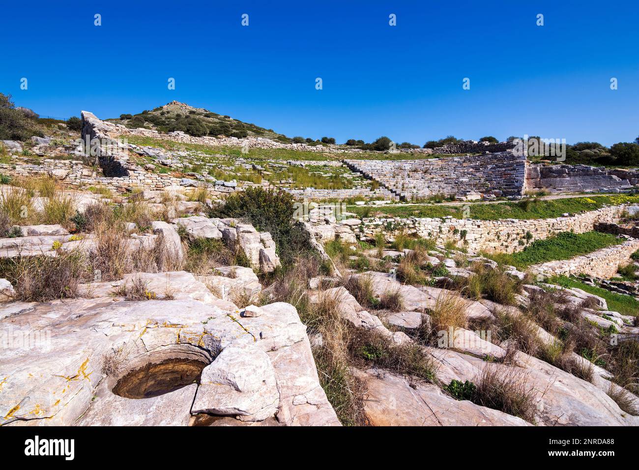 View of the ancient greek theater of Thorikos in Lavrio, Greece Stock ...