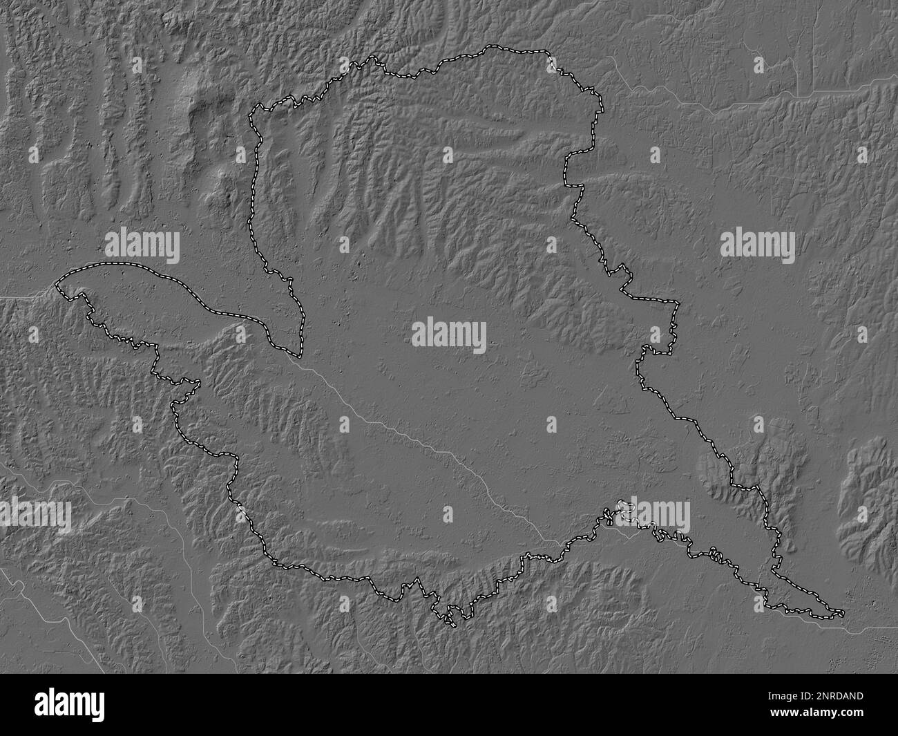 Pomurska, statistical region of Slovenia. Bilevel elevation map with ...