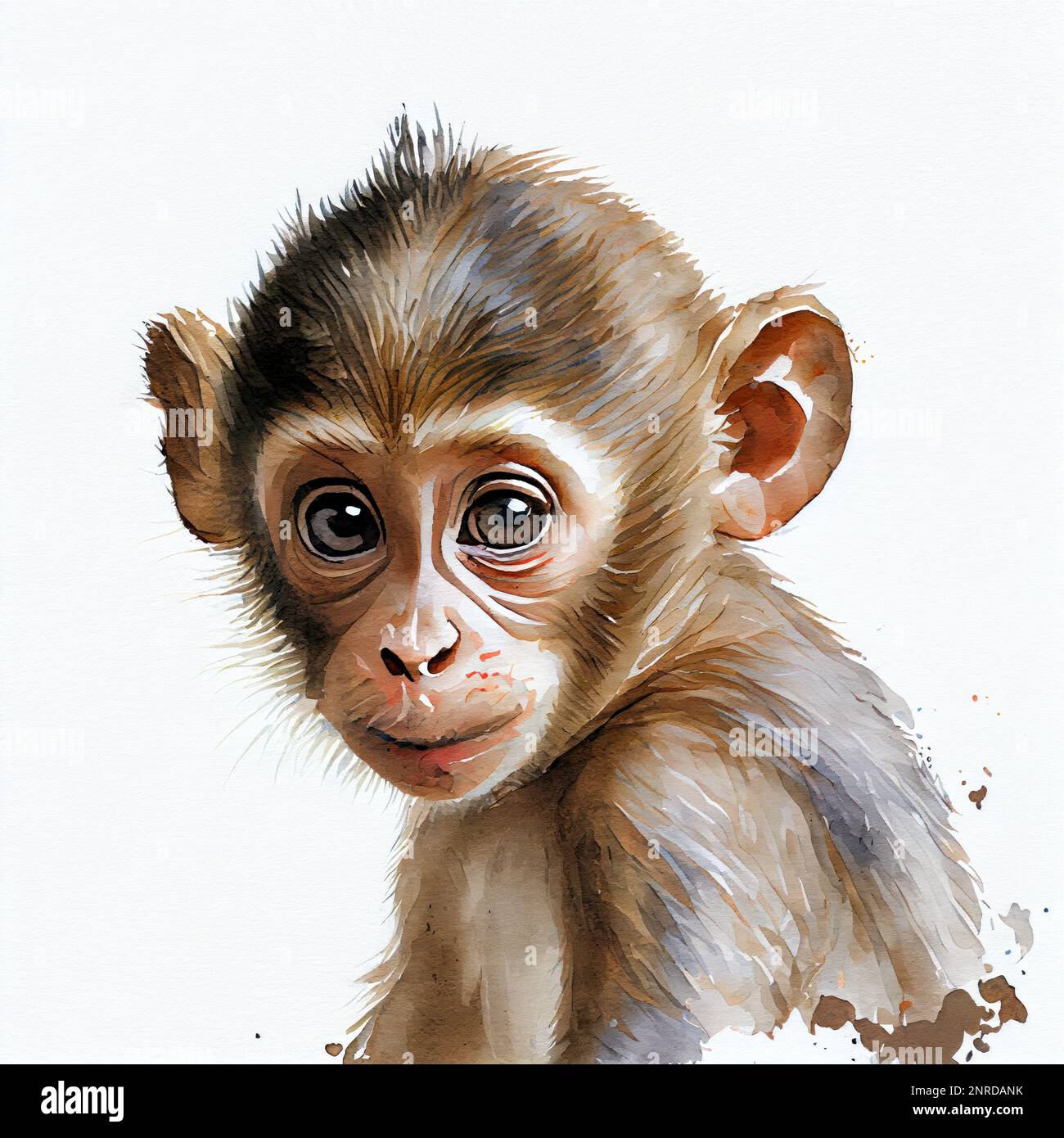 Watercolor illustration baby monkey hi-res stock photography and images ...