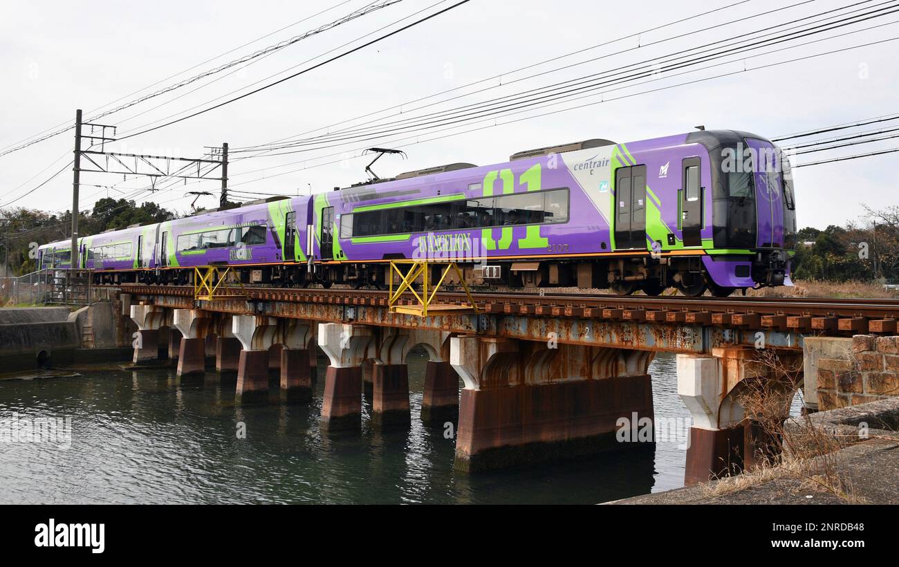 Myu Sky train, the Airport Rapid Limited Express, dressed in Neon ...