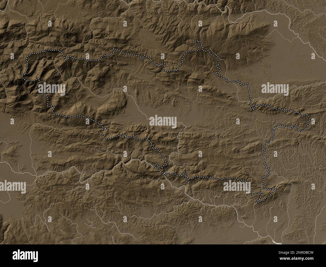 Savinjska, statistical region of Slovenia. Elevation map colored in ...