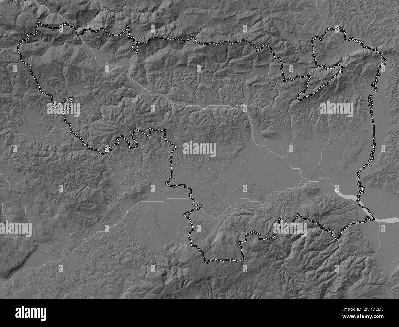 Spodnjeposavska, statistical region of Slovenia. Grayscale elevation ...