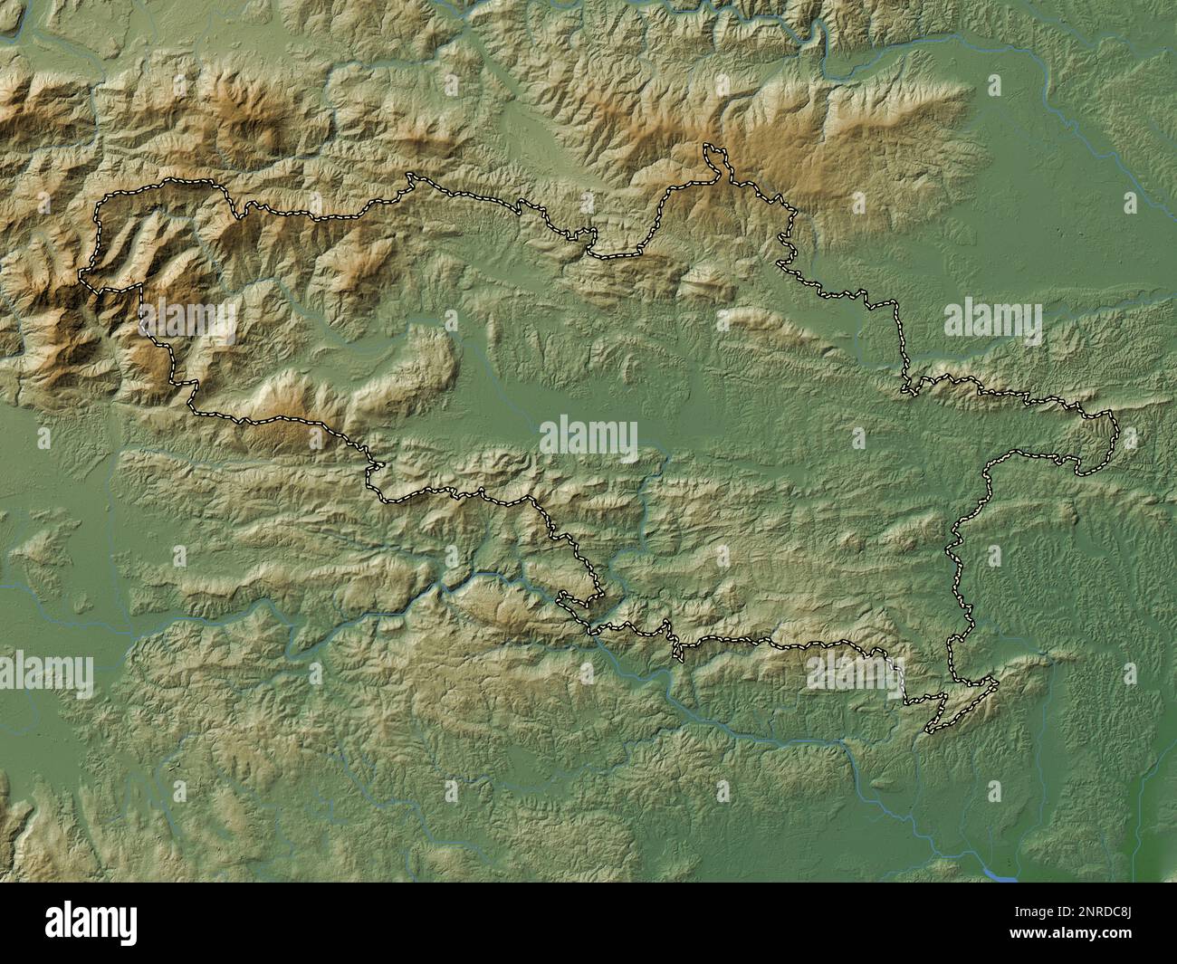 Savinjska, statistical region of Slovenia. Colored elevation map with ...