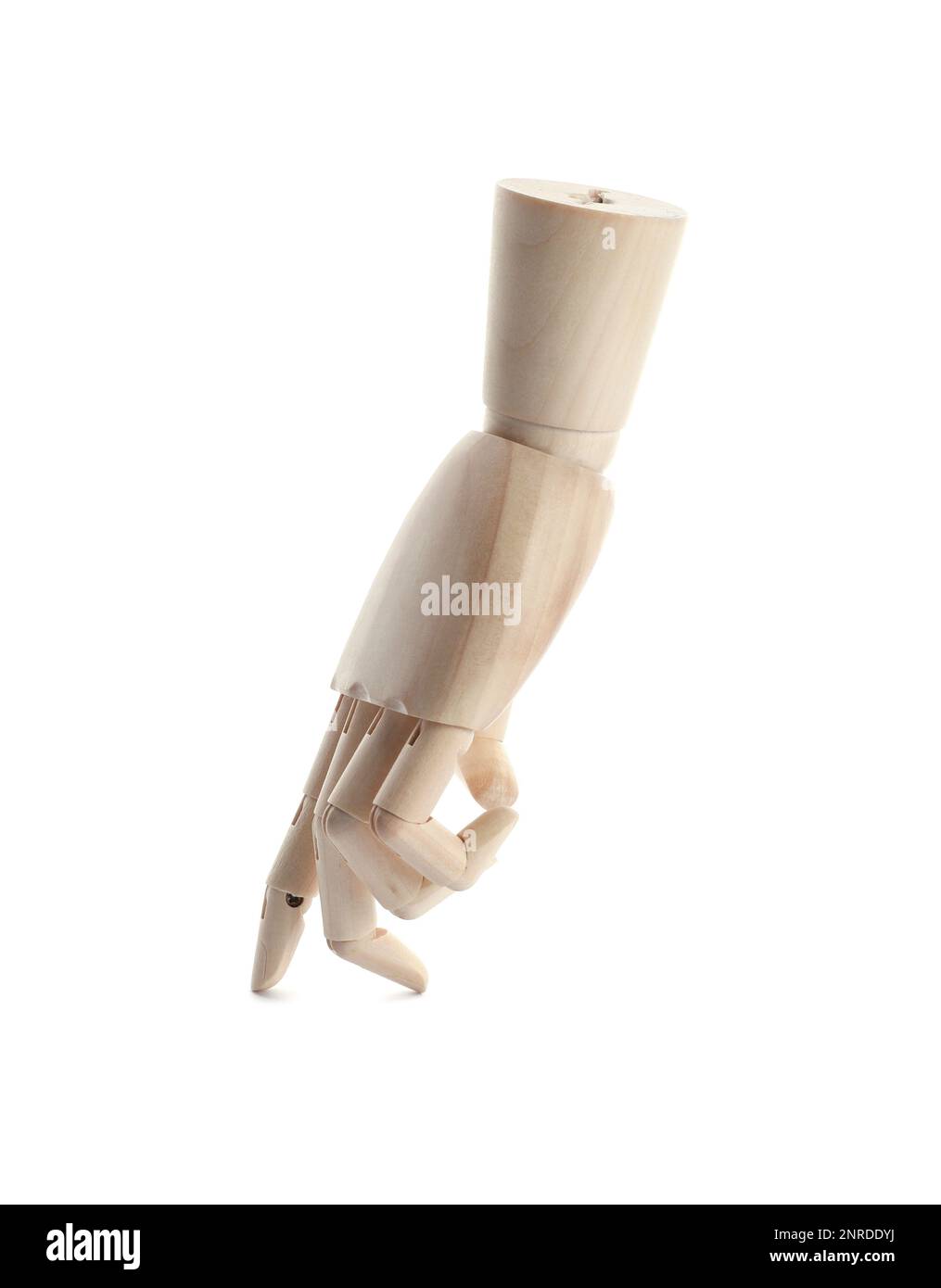 Wooden hand model on white background. Mannequin part Stock Photo - Alamy