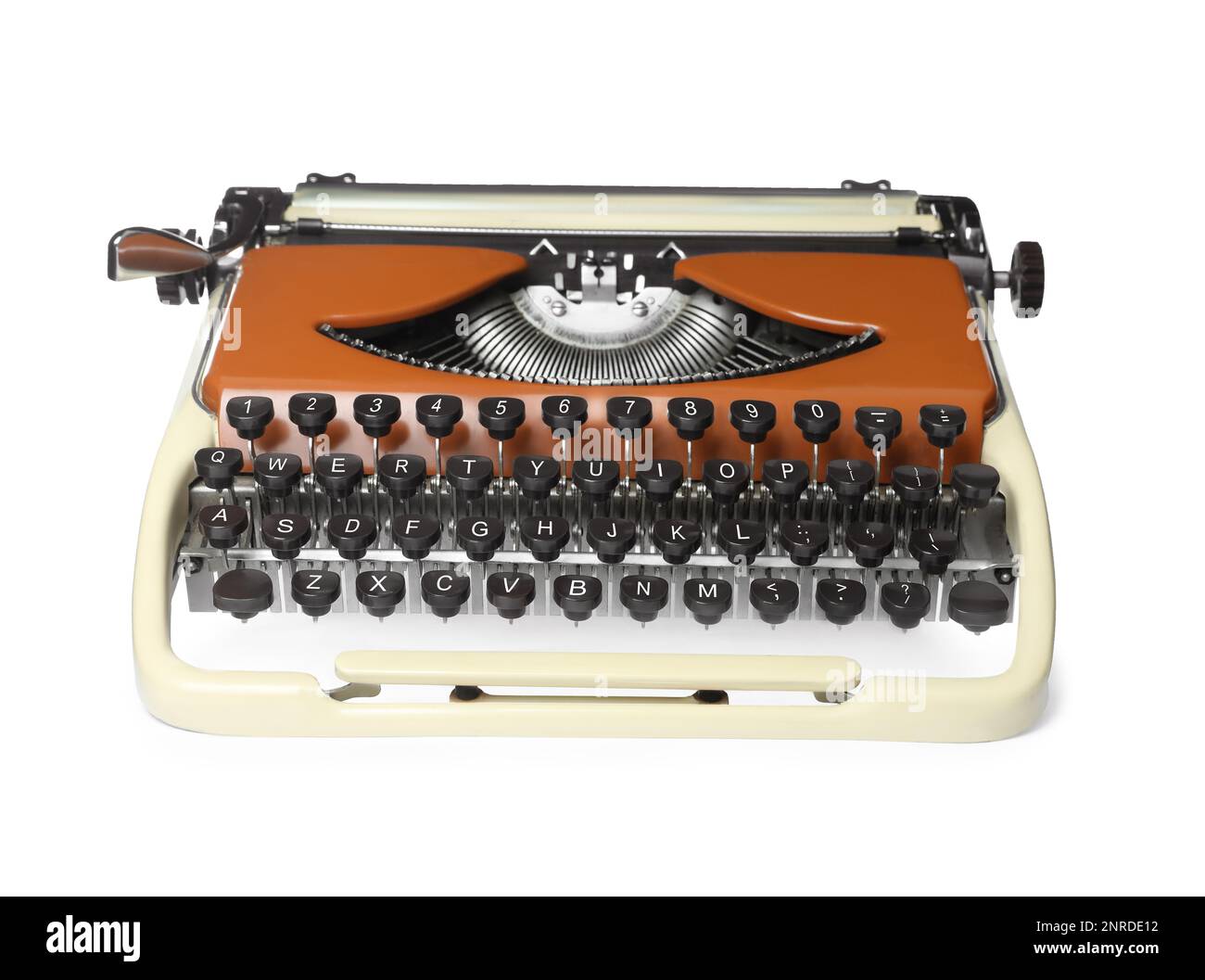 Old vintage typewriter machine isolated on white Stock Photo - Alamy