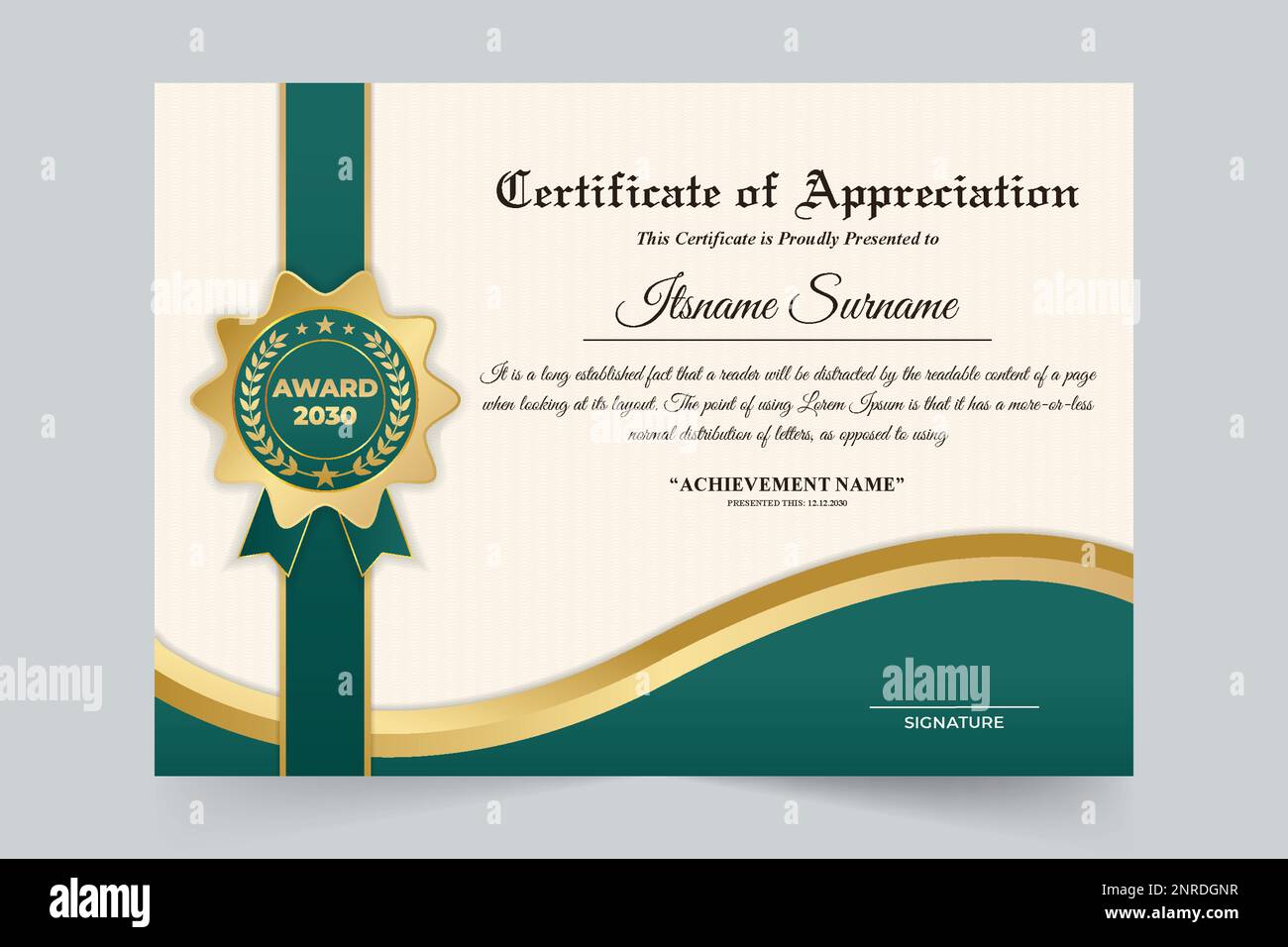 Creative award certificate decoration with green and golden colors ...