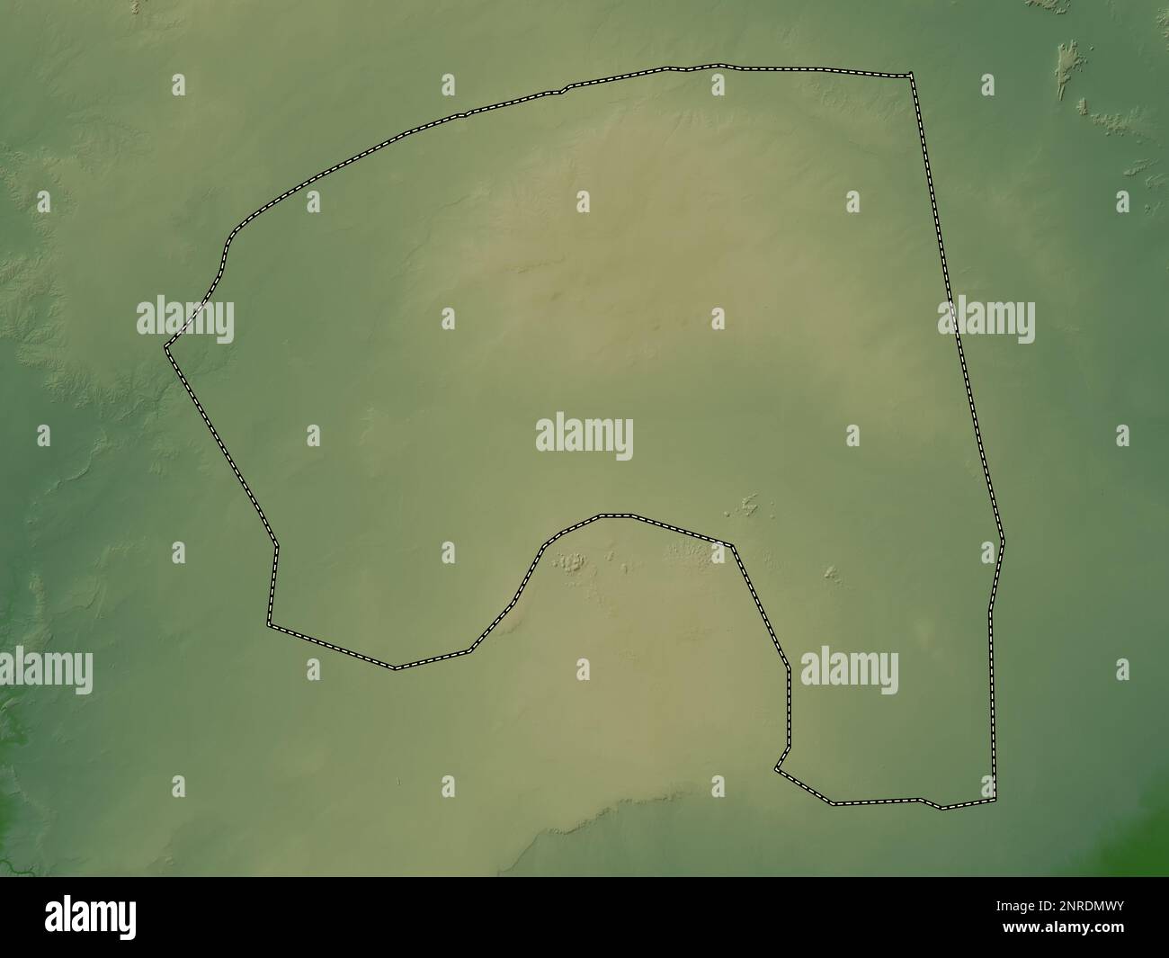 Bakool, region of Somalia. Colored elevation map with lakes and rivers ...