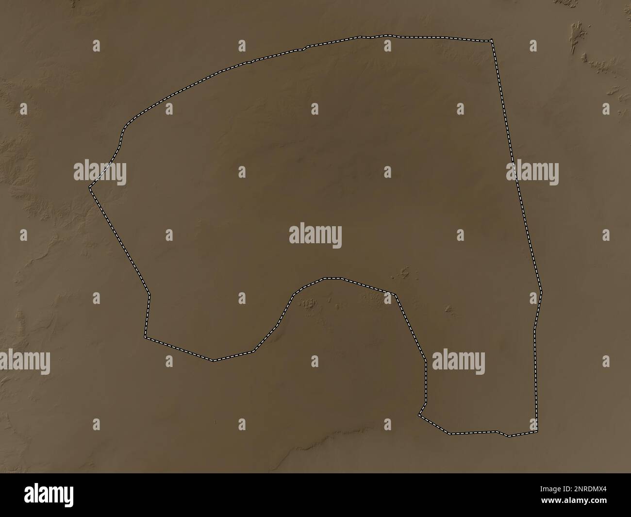 Bakool, region of Somalia. Elevation map colored in sepia tones with ...