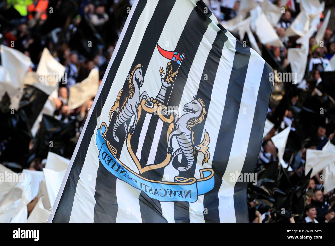 Newcastle United fans waving a flag during the EFL Carabao Cup Final ...