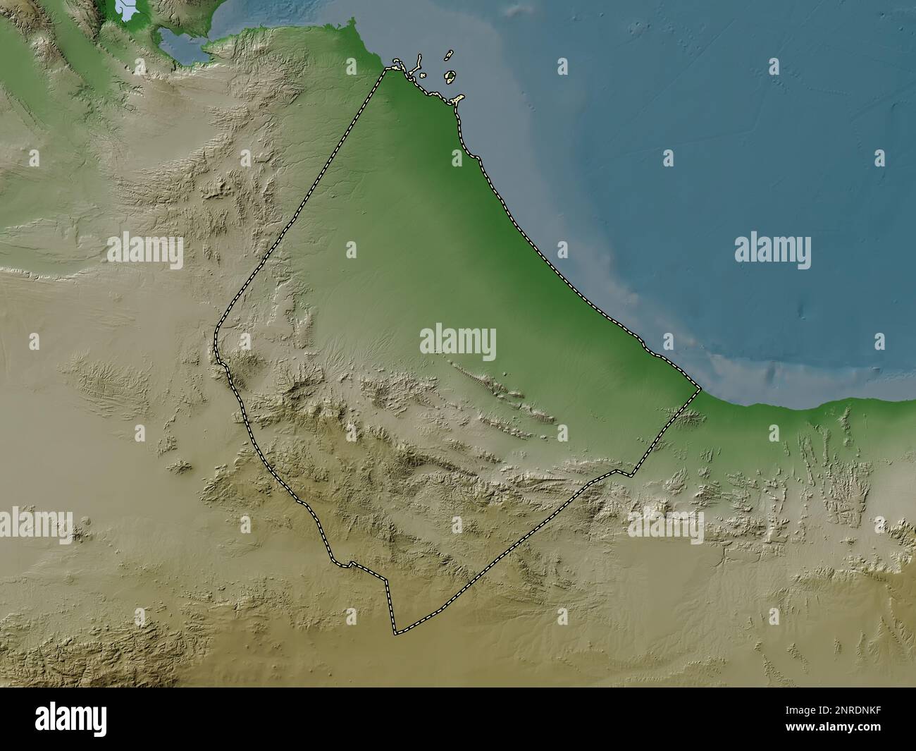 Awdal, region of Somalia. Elevation map colored in wiki style with ...
