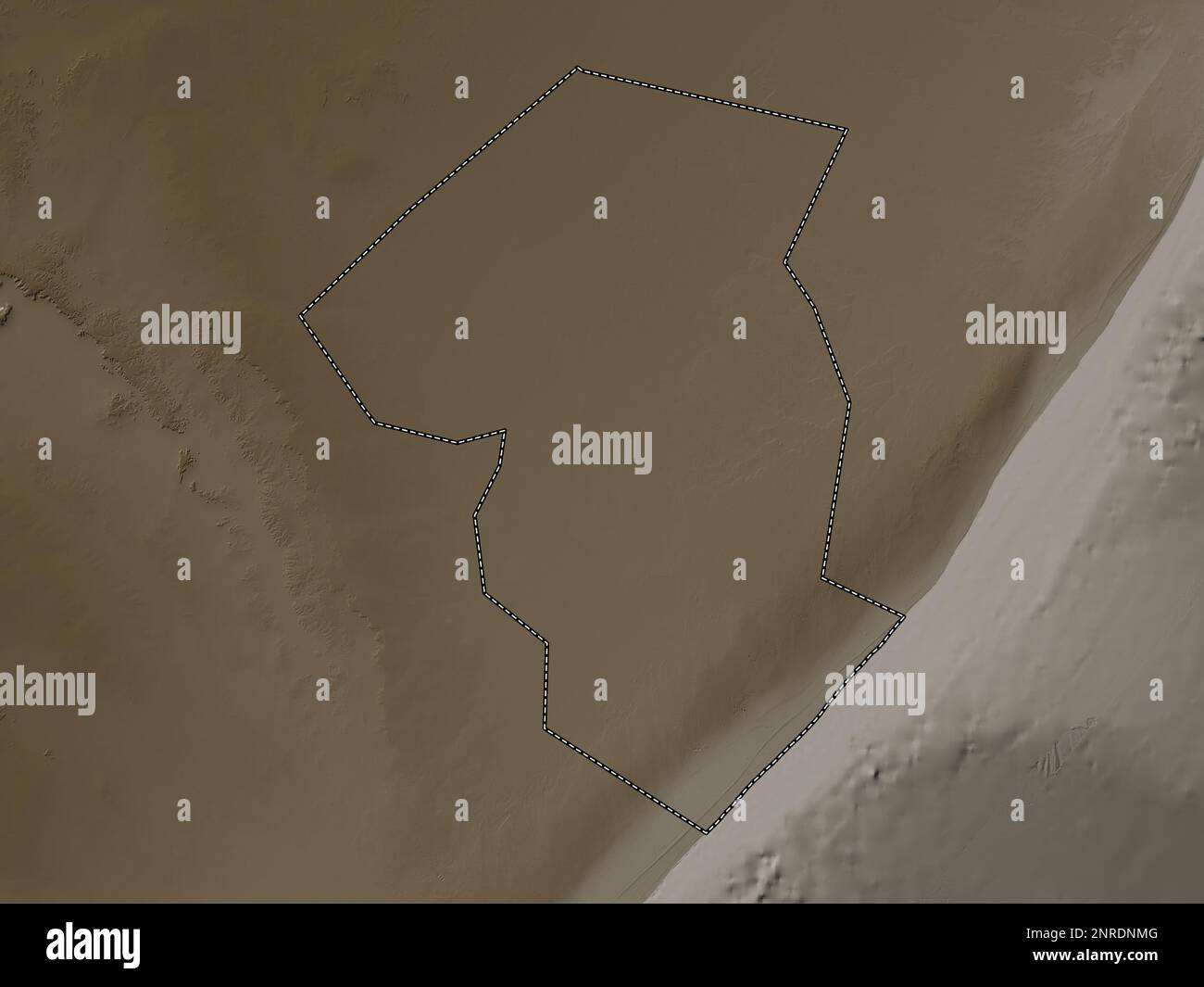 Galgaduud, region of Somalia. Elevation map colored in sepia tones with ...
