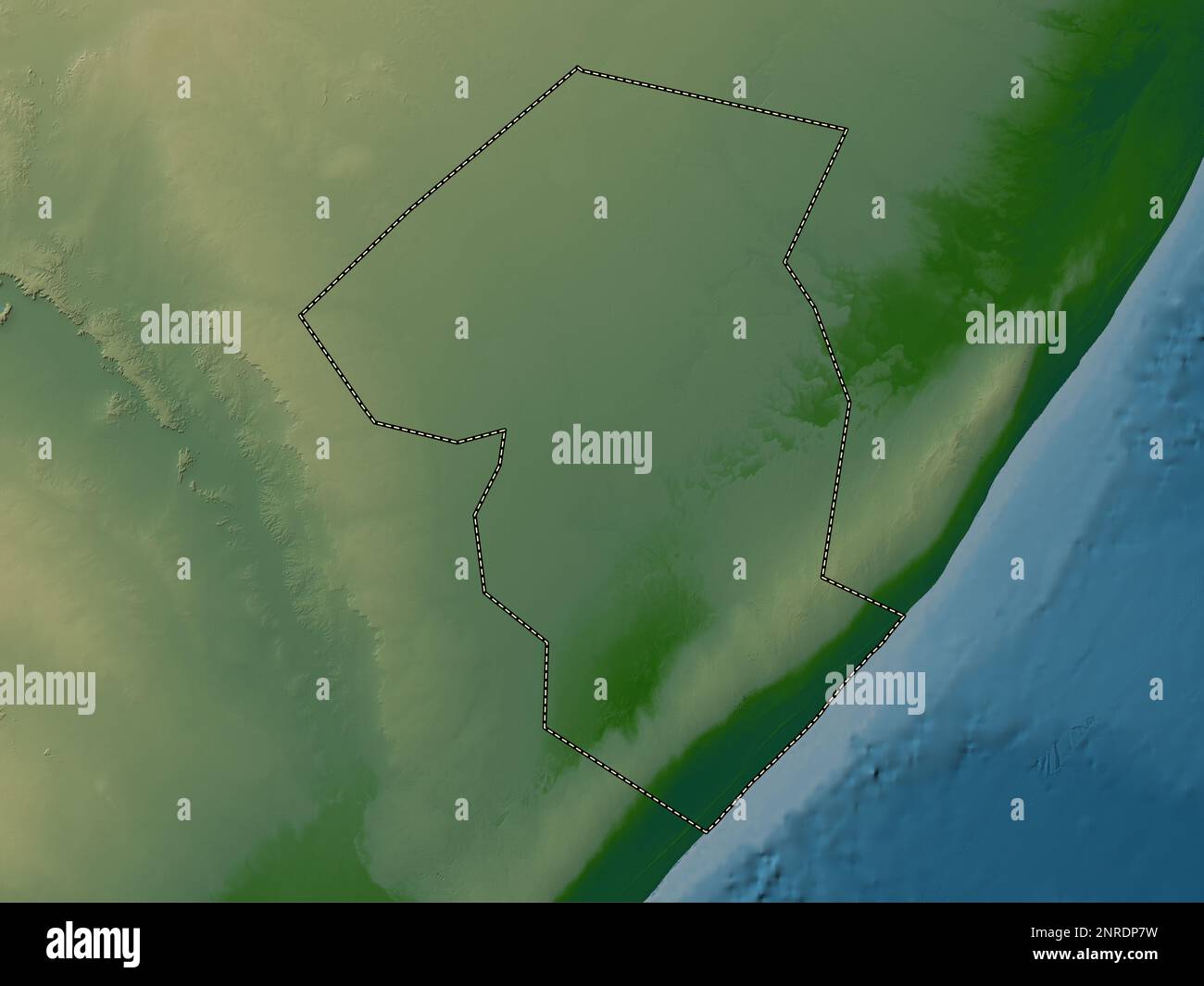 Galgaduud, region of Somalia. Colored elevation map with lakes and ...