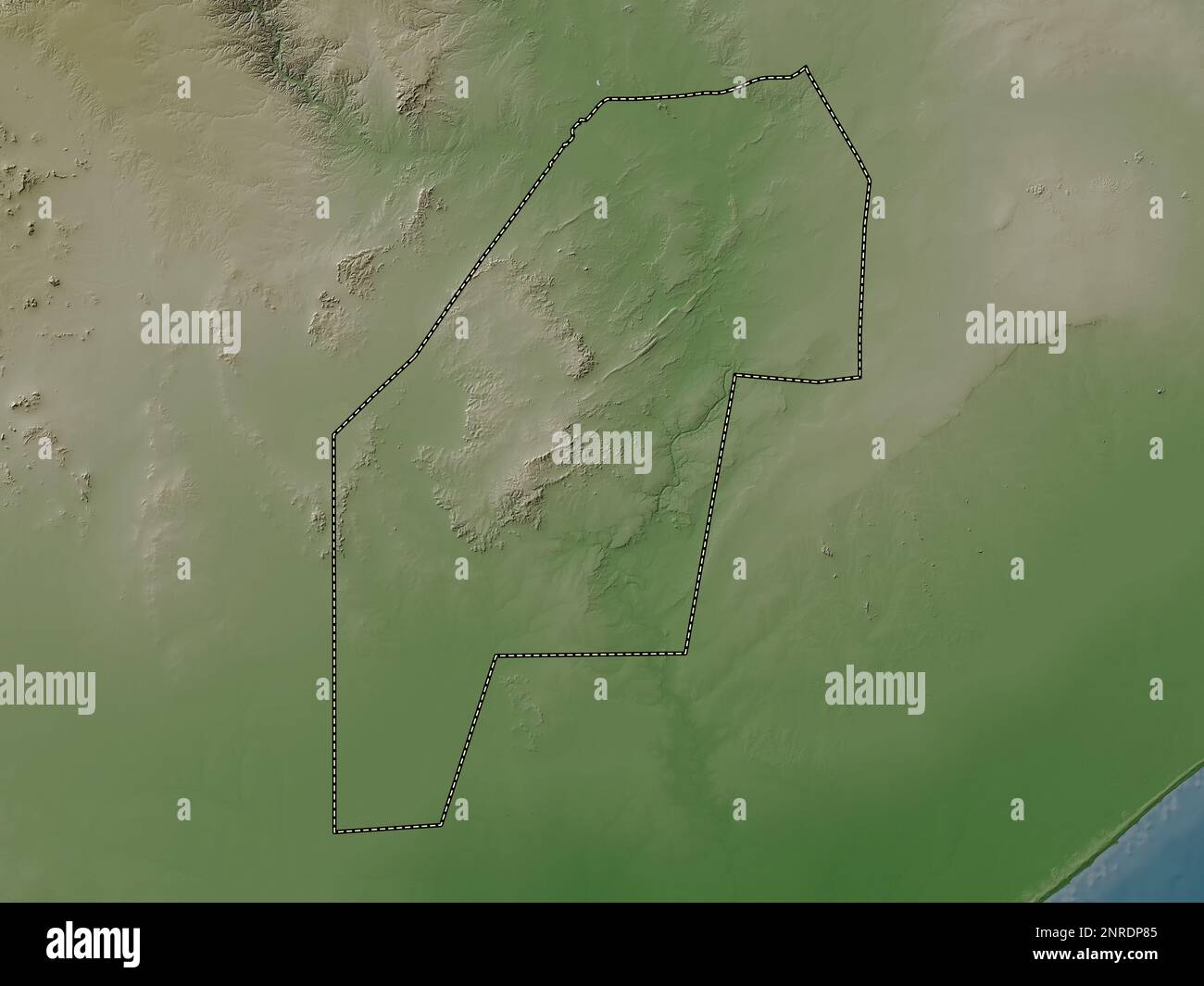 Gedo, region of Somalia. Elevation map colored in wiki style with lakes ...