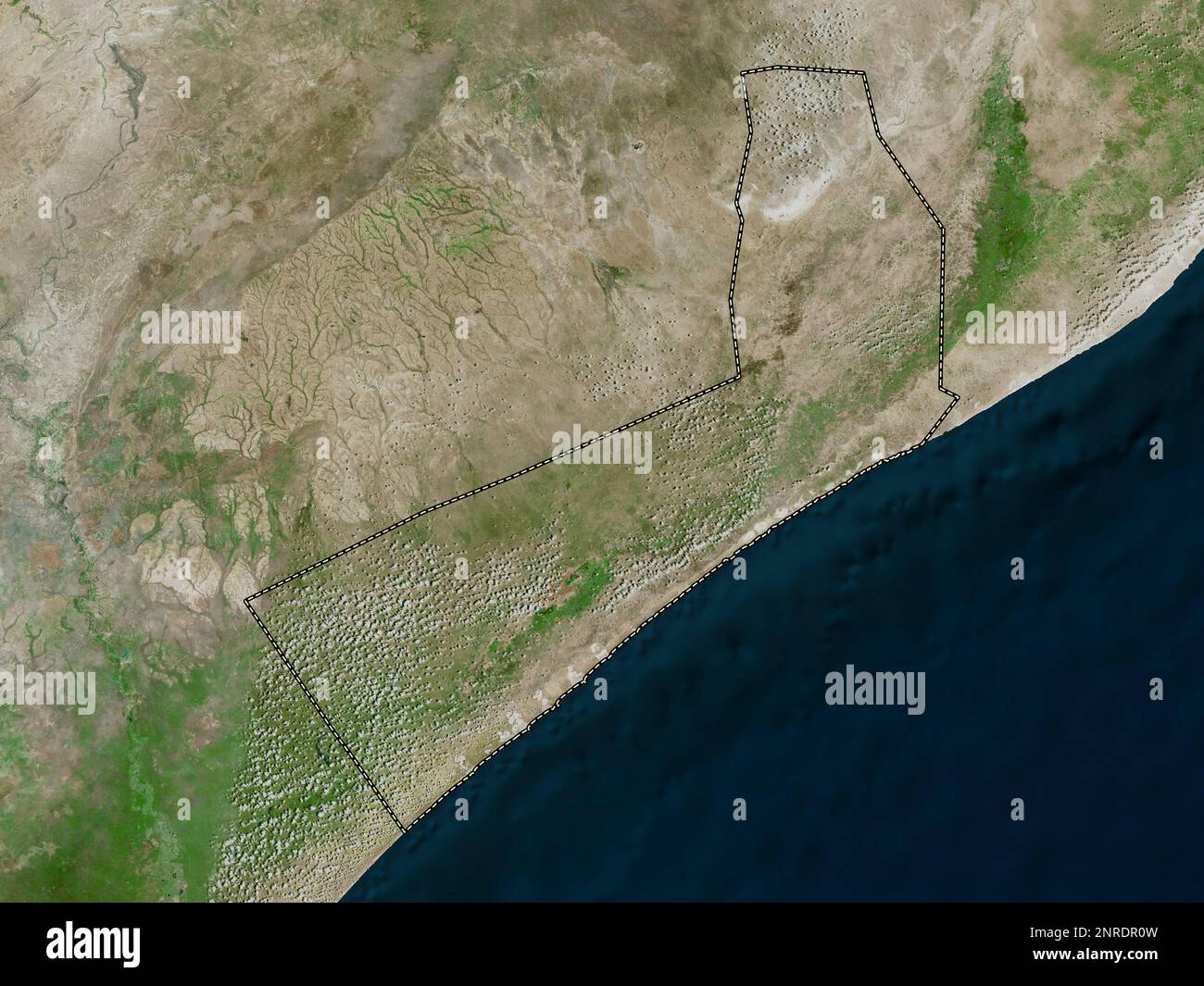 Shabeellaha Hoose, region of Somalia. High resolution satellite map ...