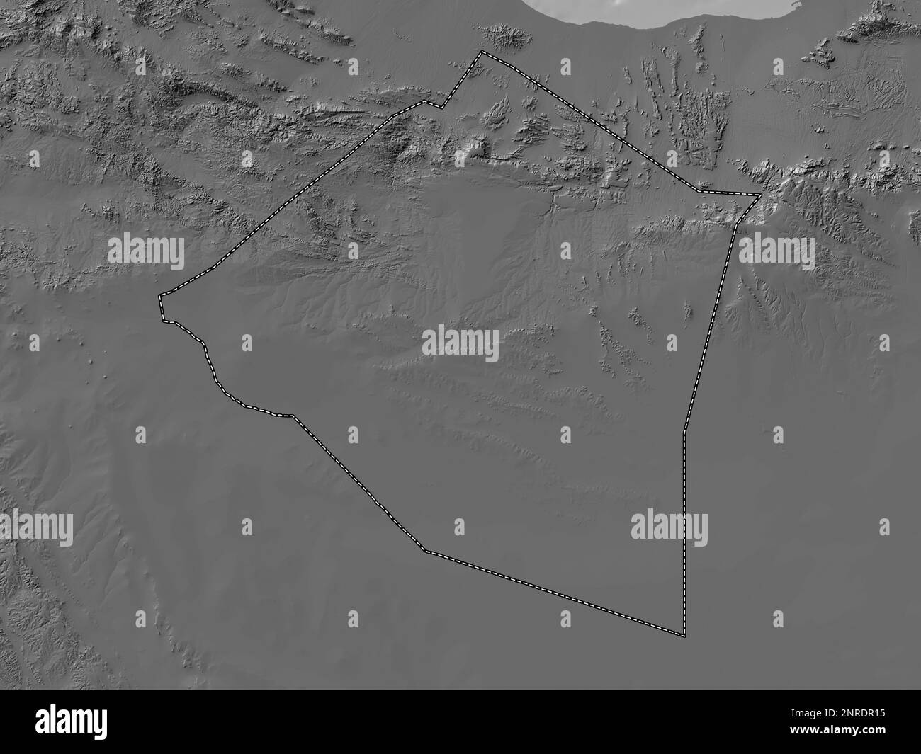 Maroodi Jeex, region of Somalia. Bilevel elevation map with lakes and ...