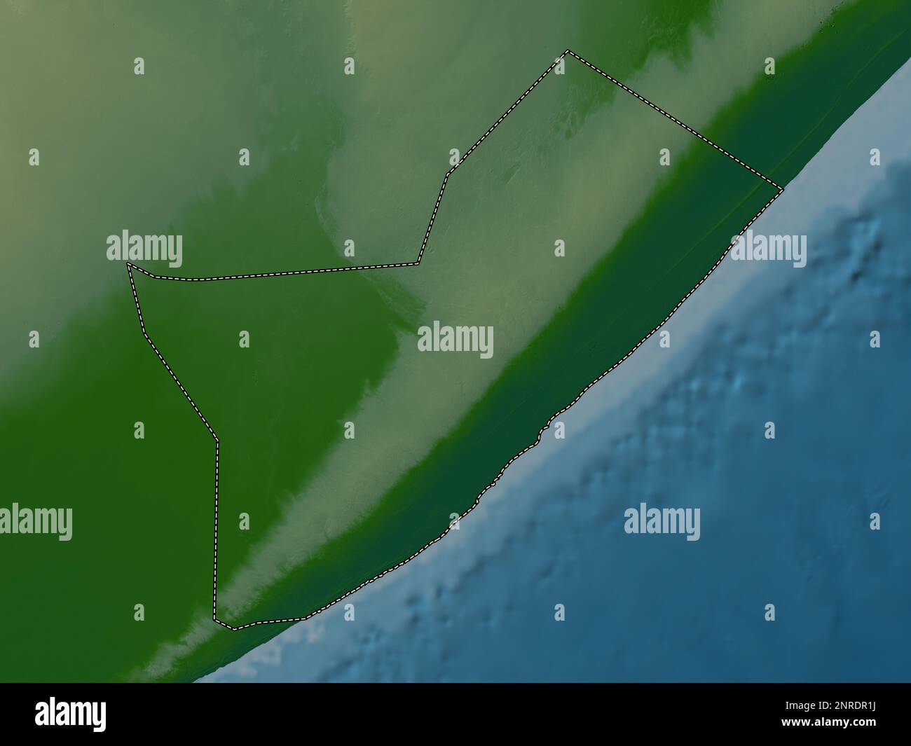 Shabeellaha Dhexe, region of Somalia. Colored elevation map with lakes ...