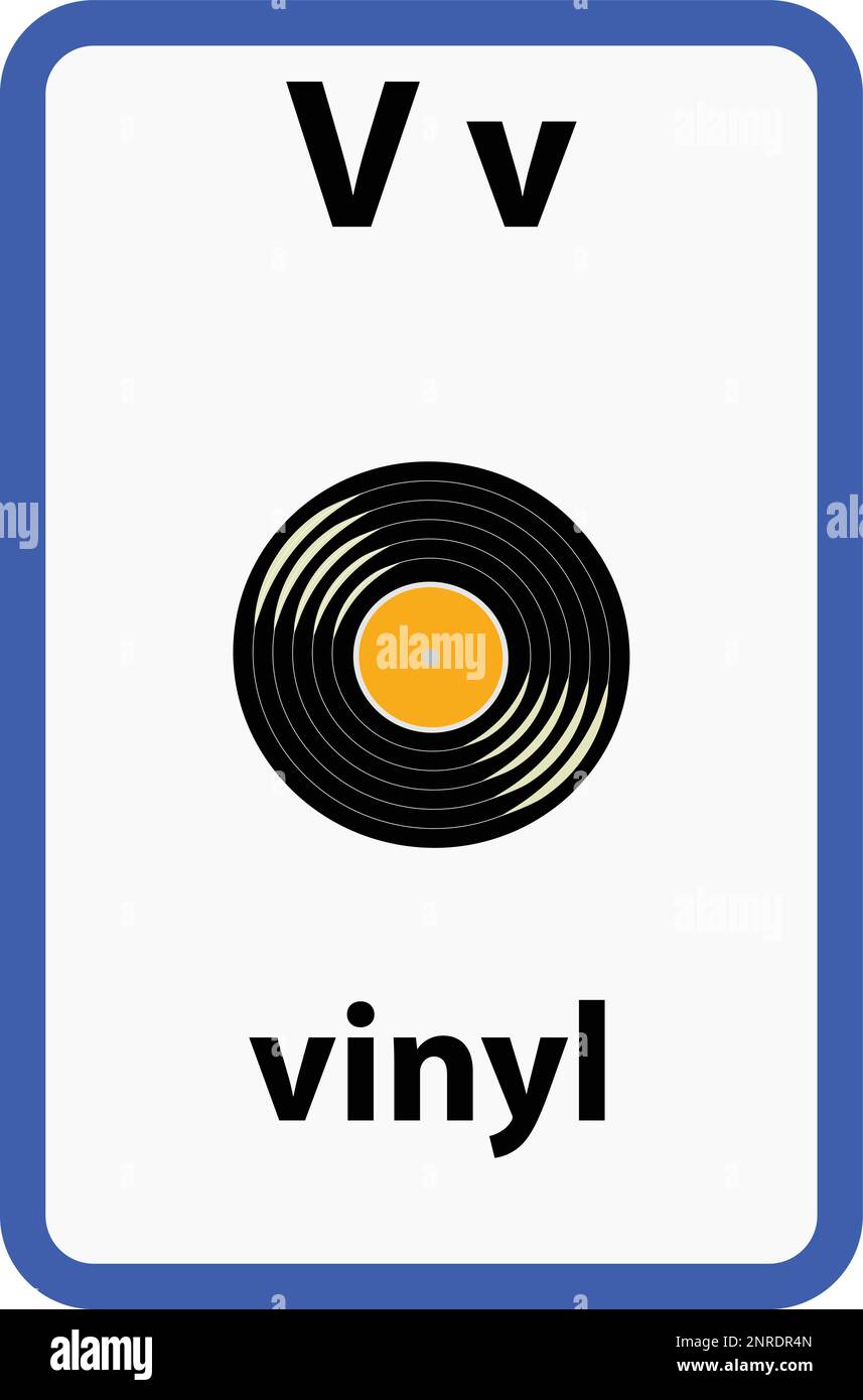 Alphabet flashcard for children with the letter v from vinyl Stock ...