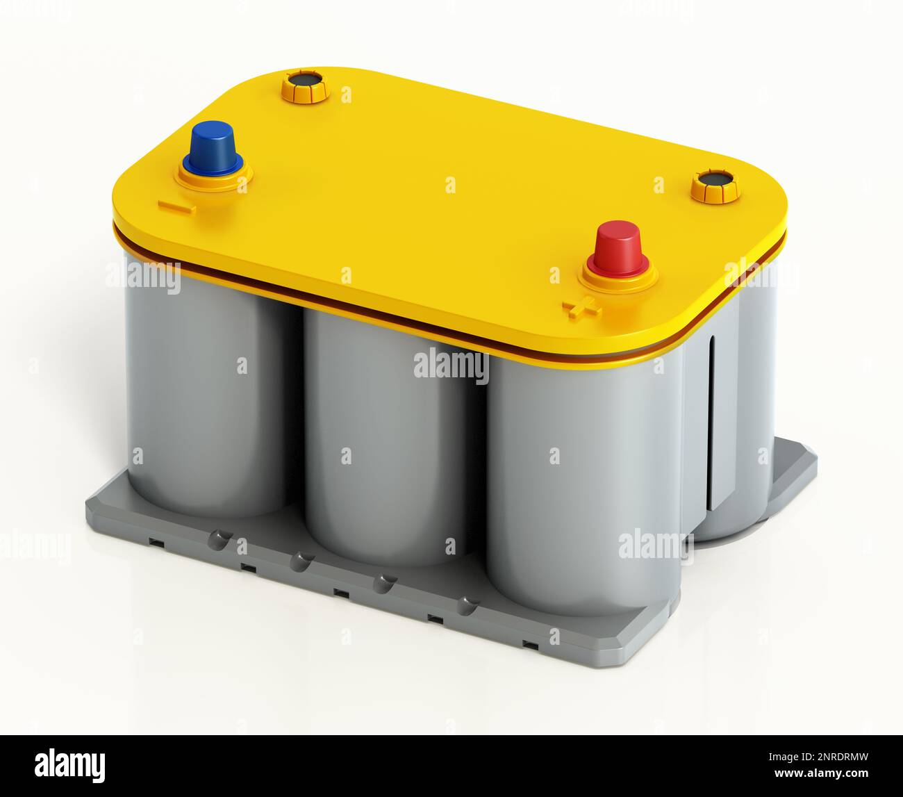 Generic modern car battery isolated on white background. 3D ...