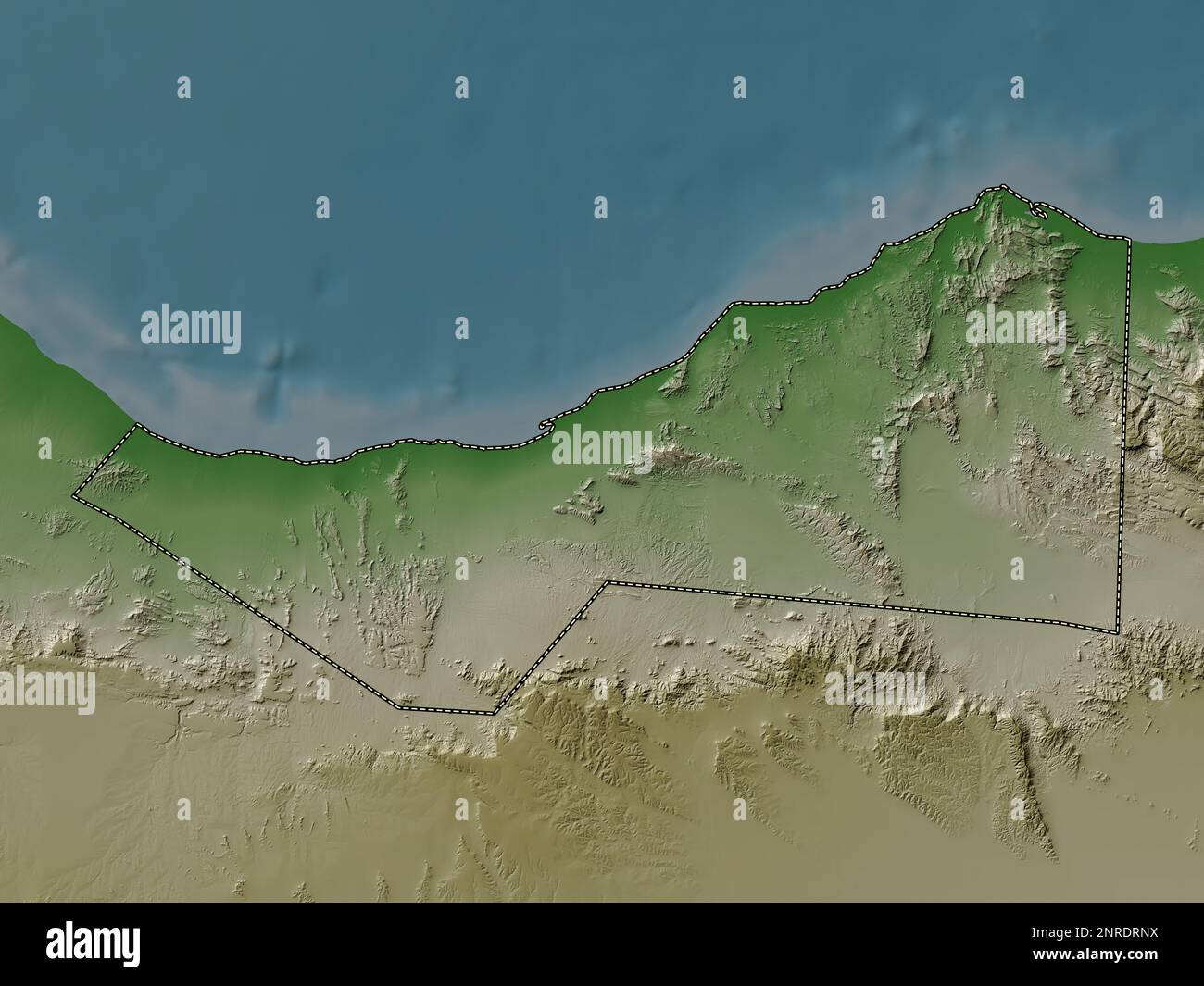 Sahil, region of Somalia. Elevation map colored in wiki style with ...