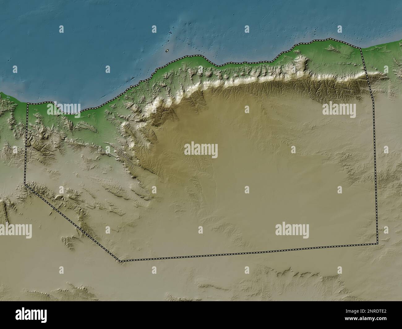 Sanaag, region of Somalia. Elevation map colored in wiki style with ...