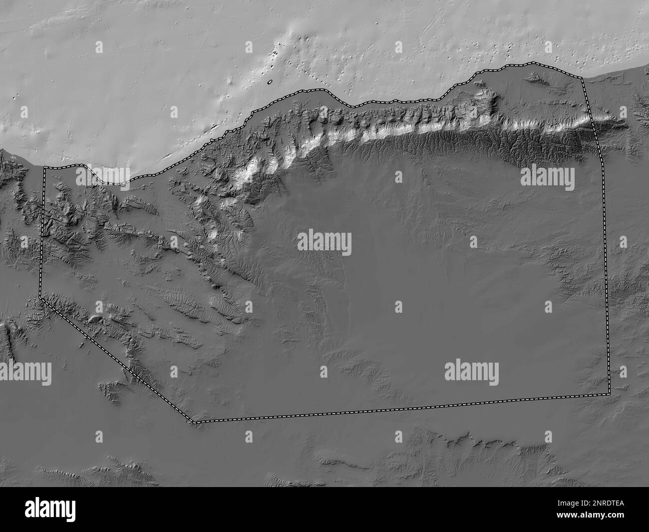 Sanaag, region of Somalia. Bilevel elevation map with lakes and rivers ...