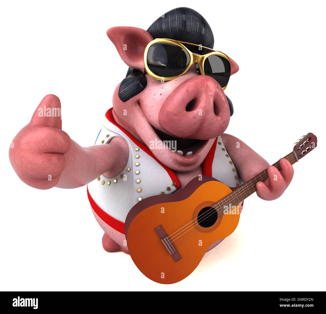 Fun 3D cartoon illustration of a pig rocker Stock Photo - Alamy